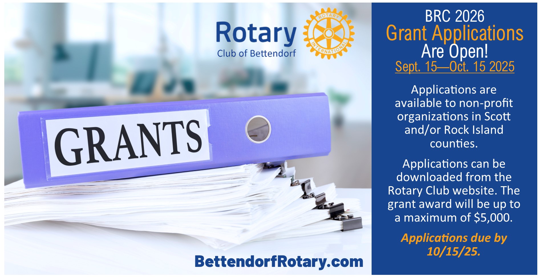 Bettendorf Rotary accepting applications for nonprofit grants